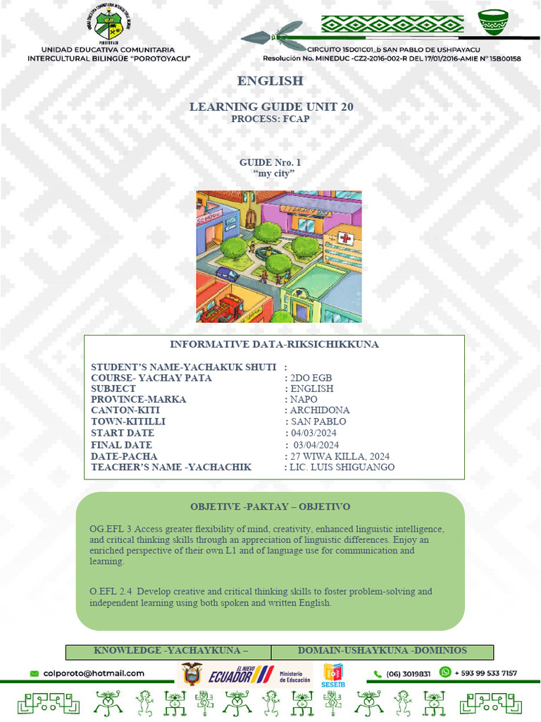 INGLES-GUIA 2do EGB - Marzo | PDF | English As A Second Or Foreign Language | Learning