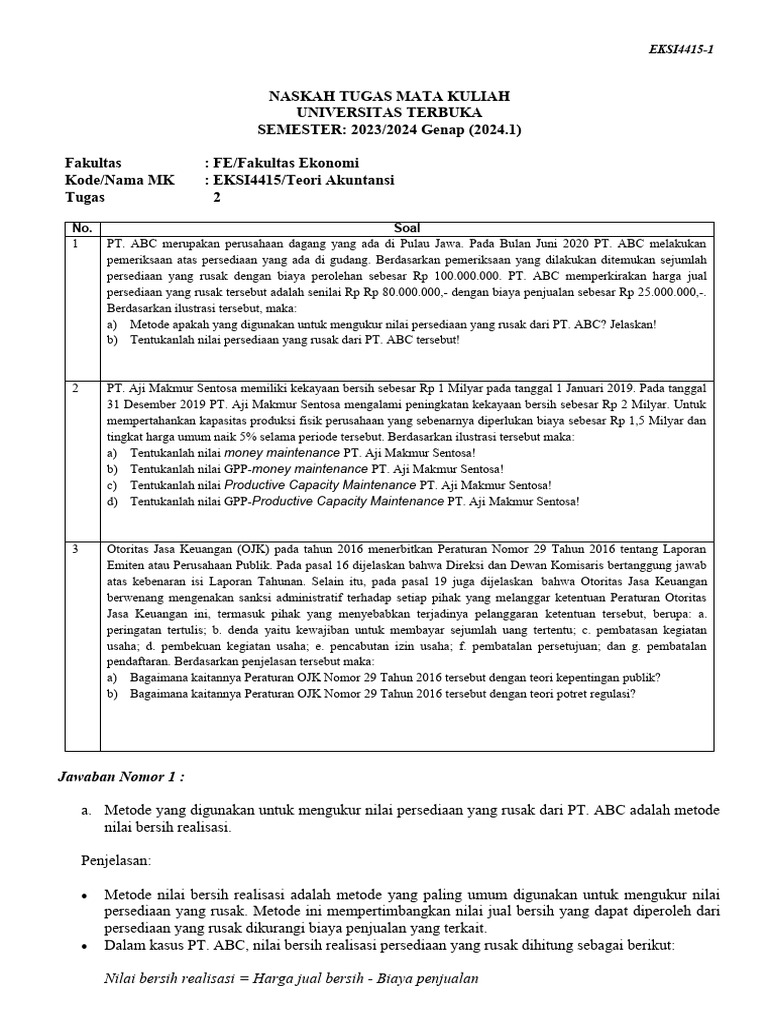 TMK 2 Teori Akuntansi | PDF | Pengelolaan Keuangan & Uang