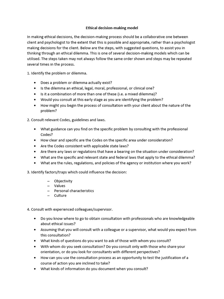 Ethical Decision-Making Model | PDF | Decision Making | Cognition