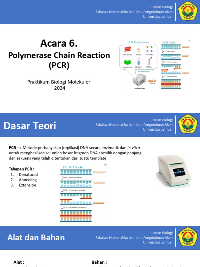 BIOMOL Acara 5. Polymerase Chain Reaction (PCR) | PDF