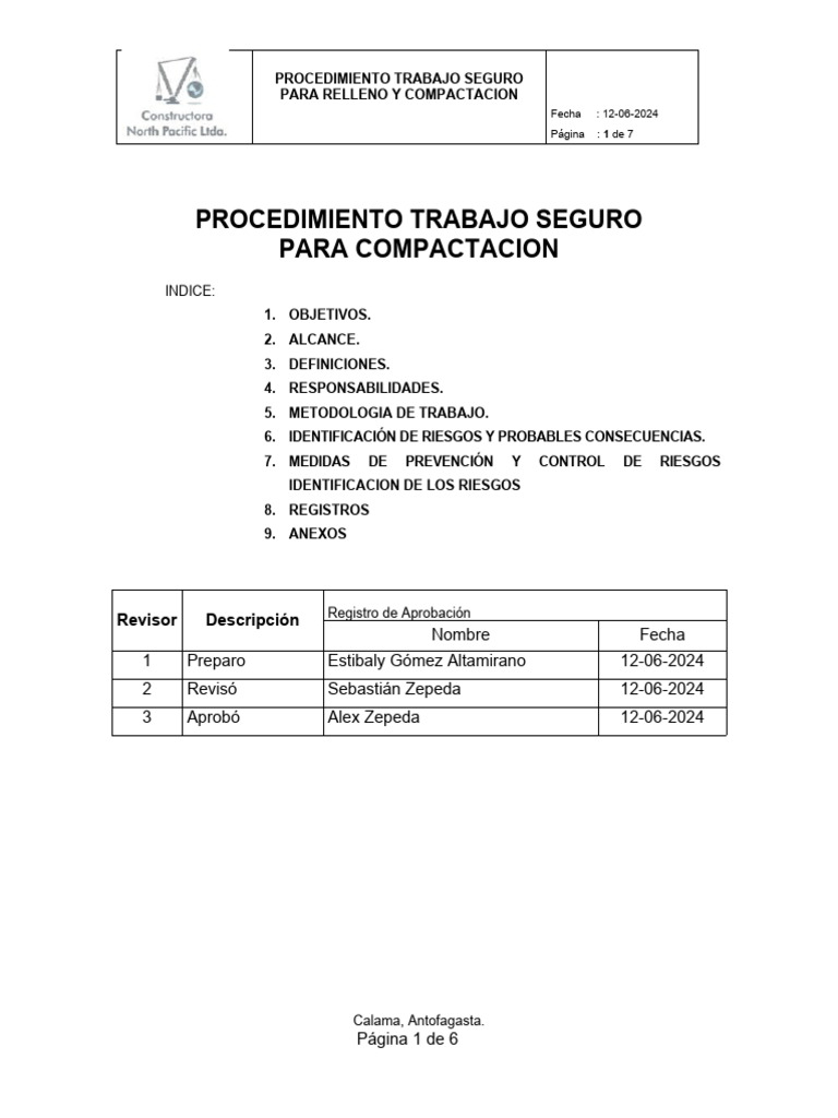 PTS Procedimiento Relleno y Compactado | PDF | Ciencias de la Tierra ...