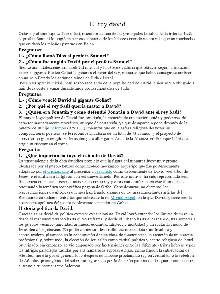 5.-El Rey David y El Profeta Elías | PDF | David | Elijah