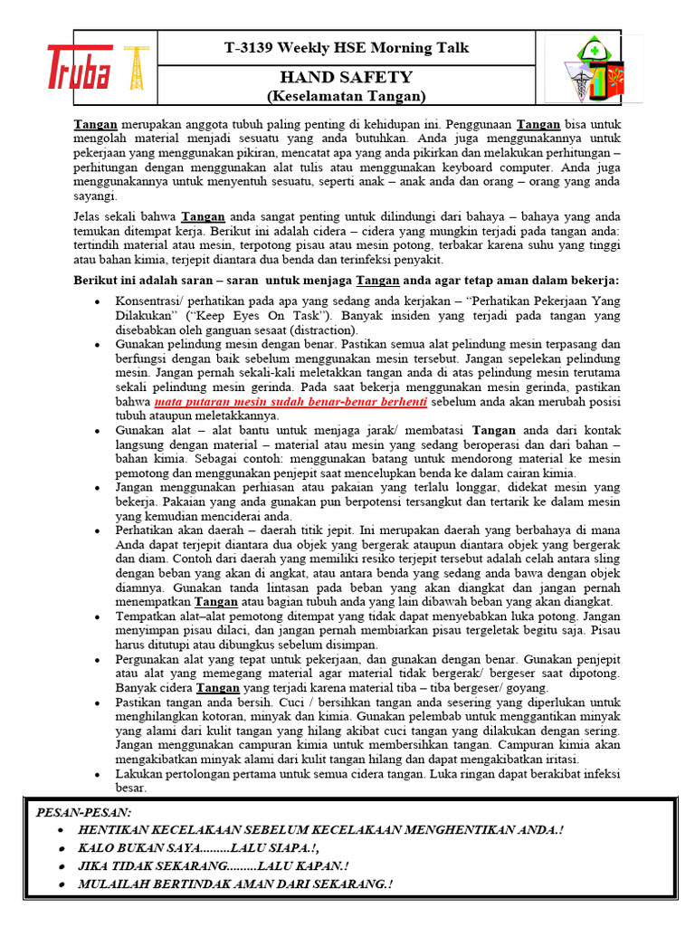 HSE Alert Hand Safety | PDF | Karier & Perkembangan | Pengembangan Diri