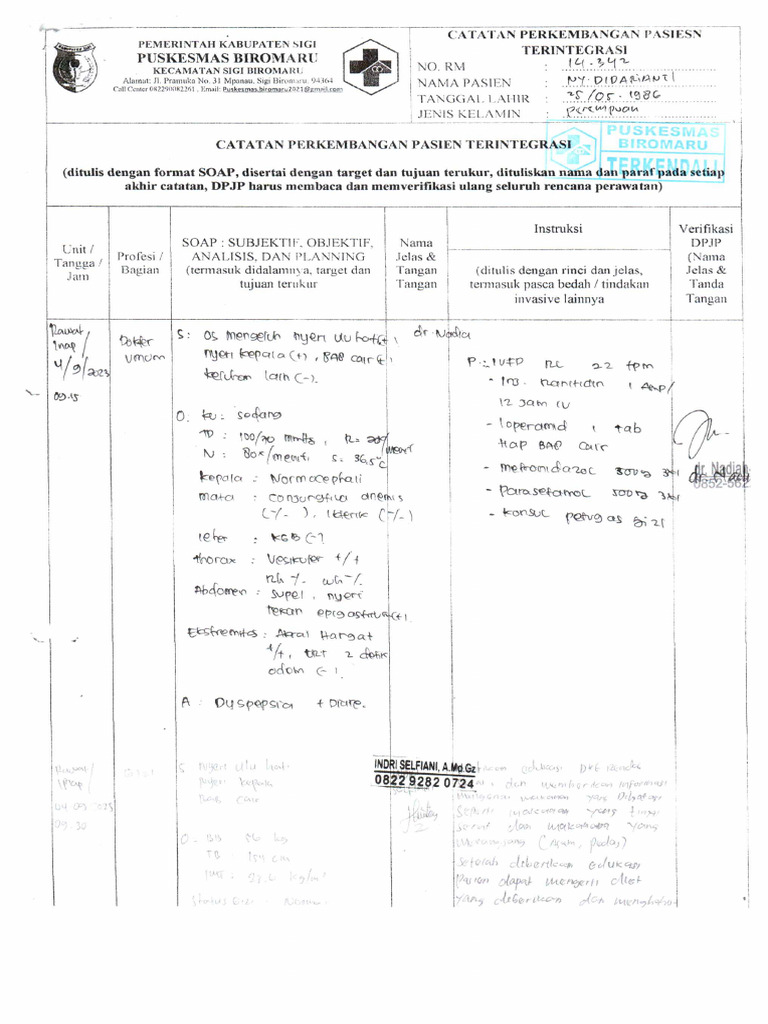 3.10.c.2.a BUKTI ASUHAN FARMASI CPPT REKAM MEDIS | PDF