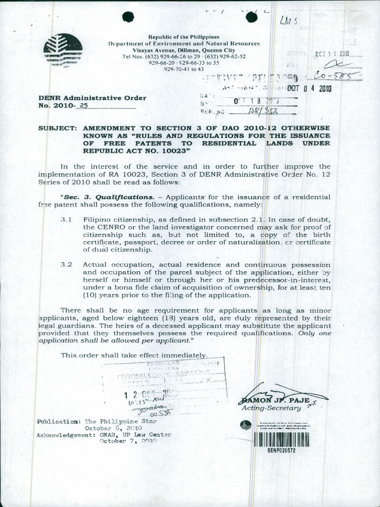 DENR Administrative Order No 2010-25 | PDF