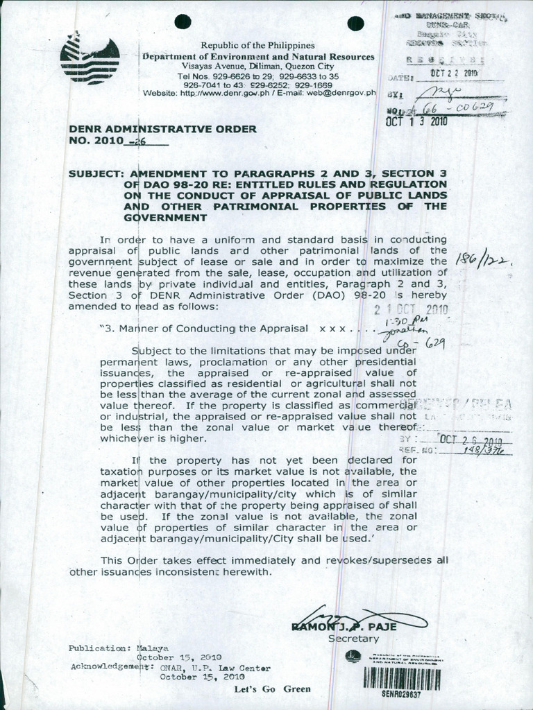 DENR Administrative Order No 2010-26 | PDF