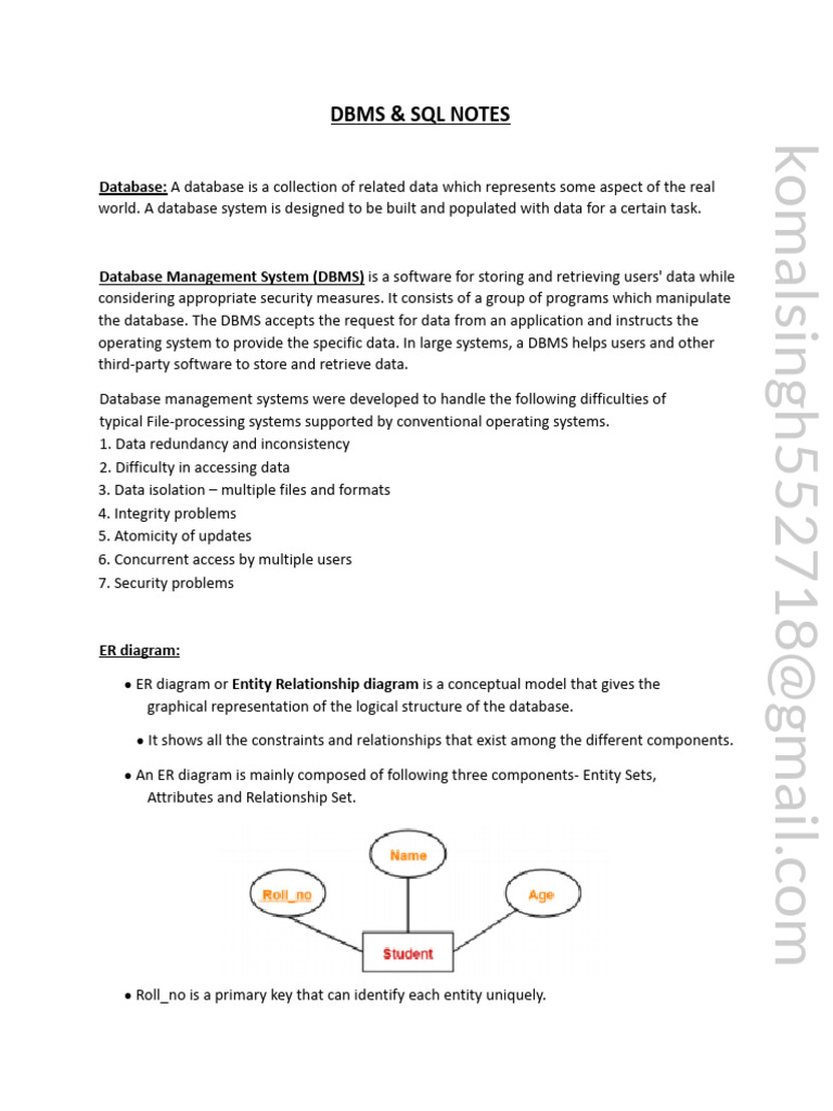 Dbms Notes Pdf Database Transaction Database Index