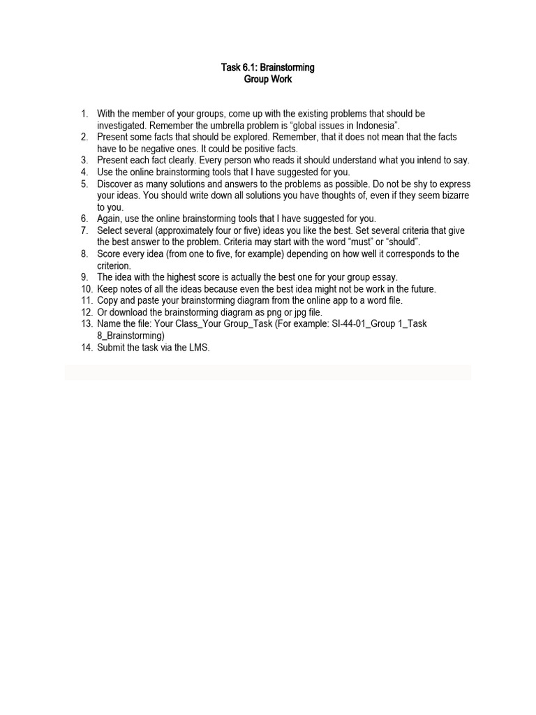 Task 6.1 Brain Storming | PDF