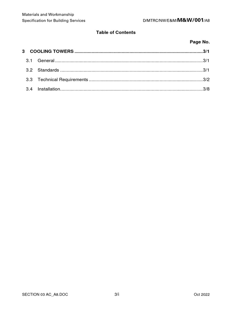 03 - Cooling Towers - MWS For BS - A8 | PDF | Valve | Pipe (Fluid ...