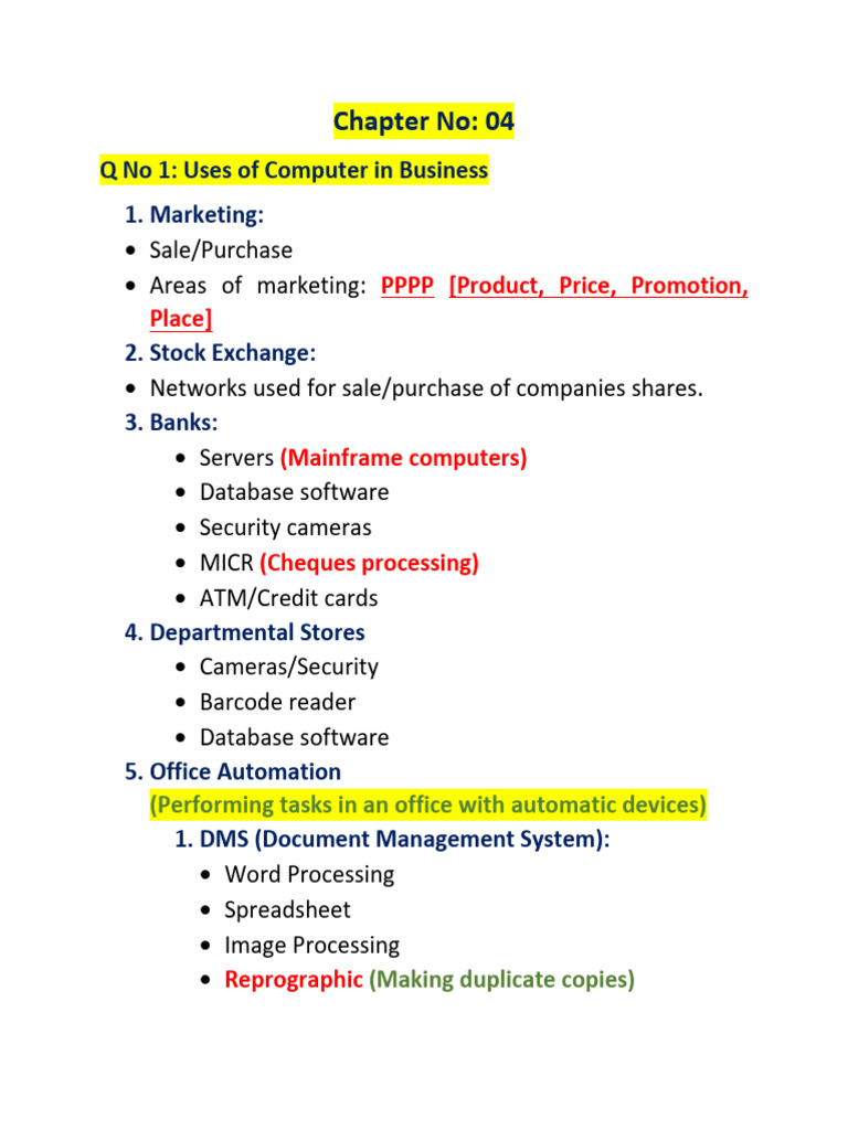 Computer 1 Year Ch 4 And 5 Pdf Central Processing Unit Personal