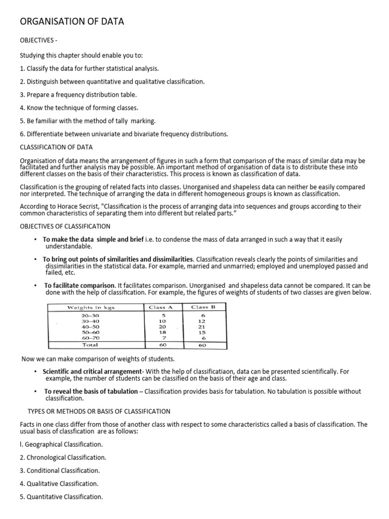 ORGANISATION OF DATA | PDF | Probability Distribution | Data