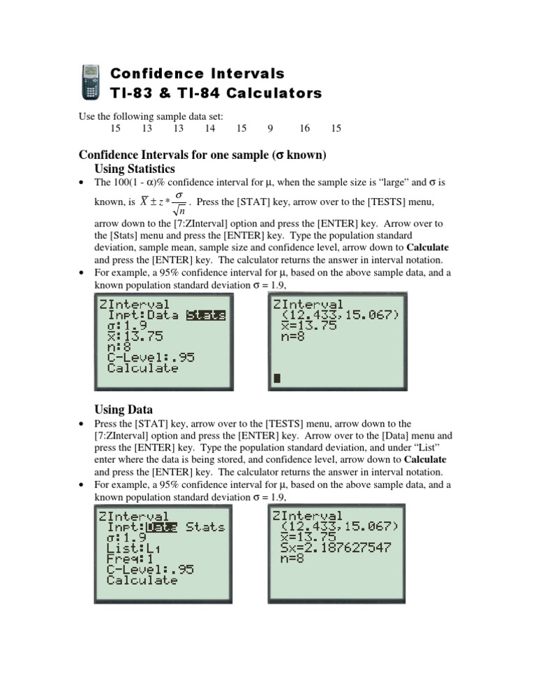 TI-83/84 Confidence Intervals Guide | PDF