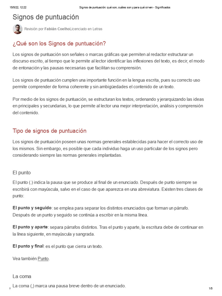 Signos de puntuación: definición y uso | PDF | Puntuación | Coma