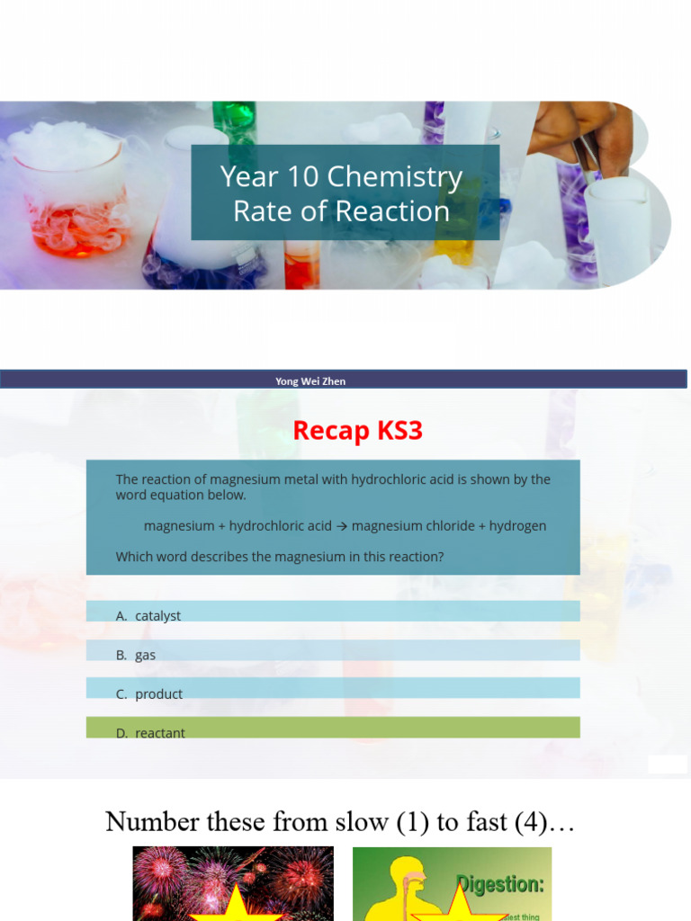 Year 10 Chemistry: Reaction Rates | PDF | Reaction Rate | Chemical ...