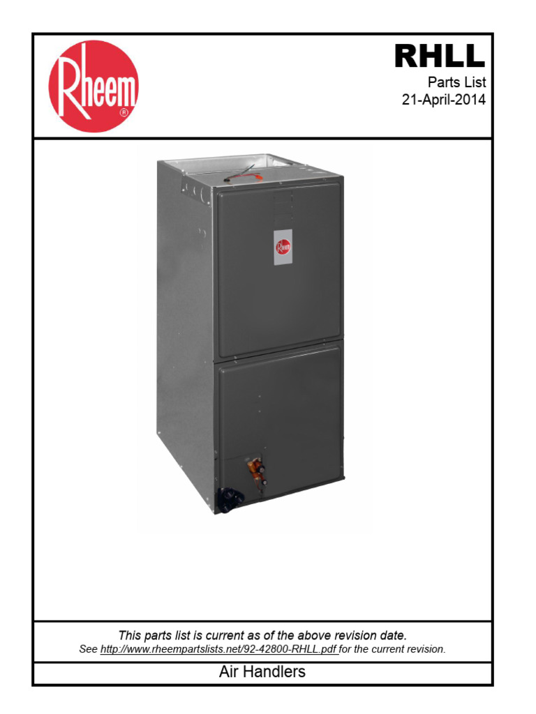 Repair Parts Rheem RHLL | PDF | Fuse (Electrical) | Transformer