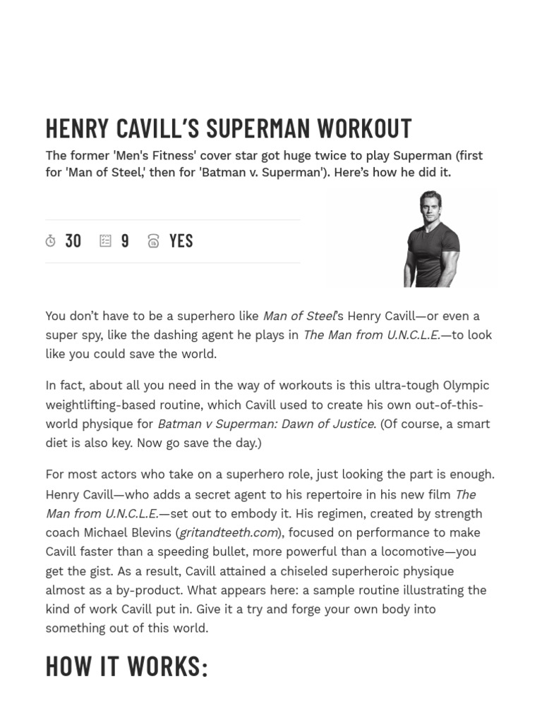 Henry Cavill's Superman Workout - Muscle & Fitness (1) | Download Free ...
