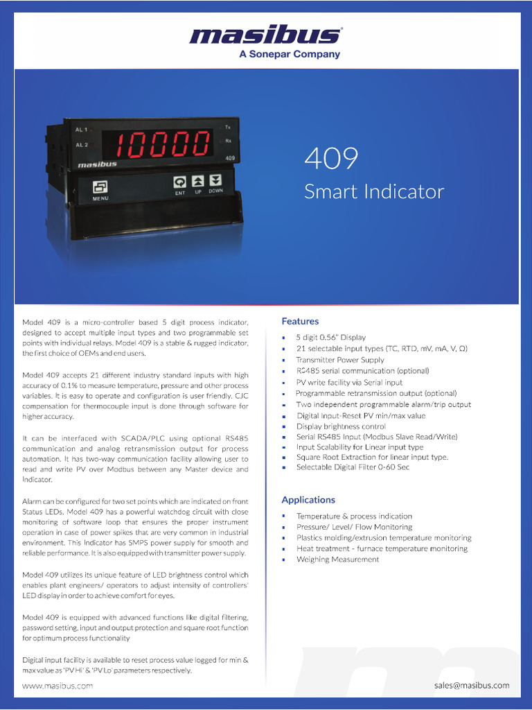 Masibus 409 Process Indicator New | Download Free PDF | Electrical ...