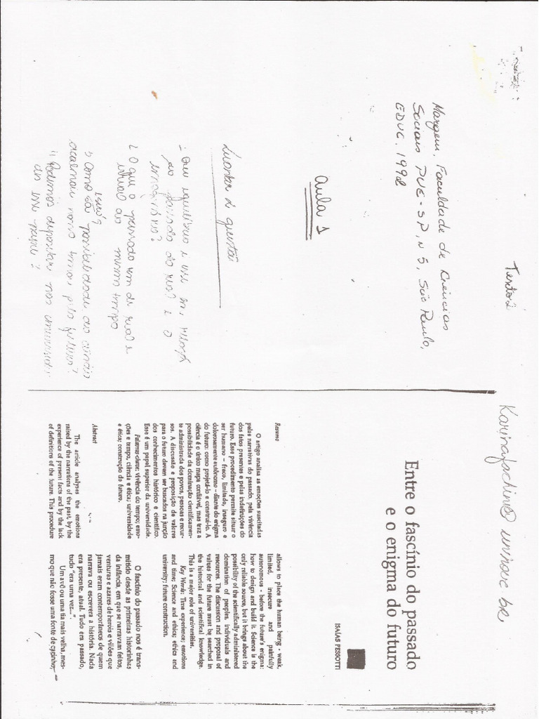 TEXTO 1 - PESSOTI - Entre o Fascinio Do Passado e o Enigma Do Futuro | PDF