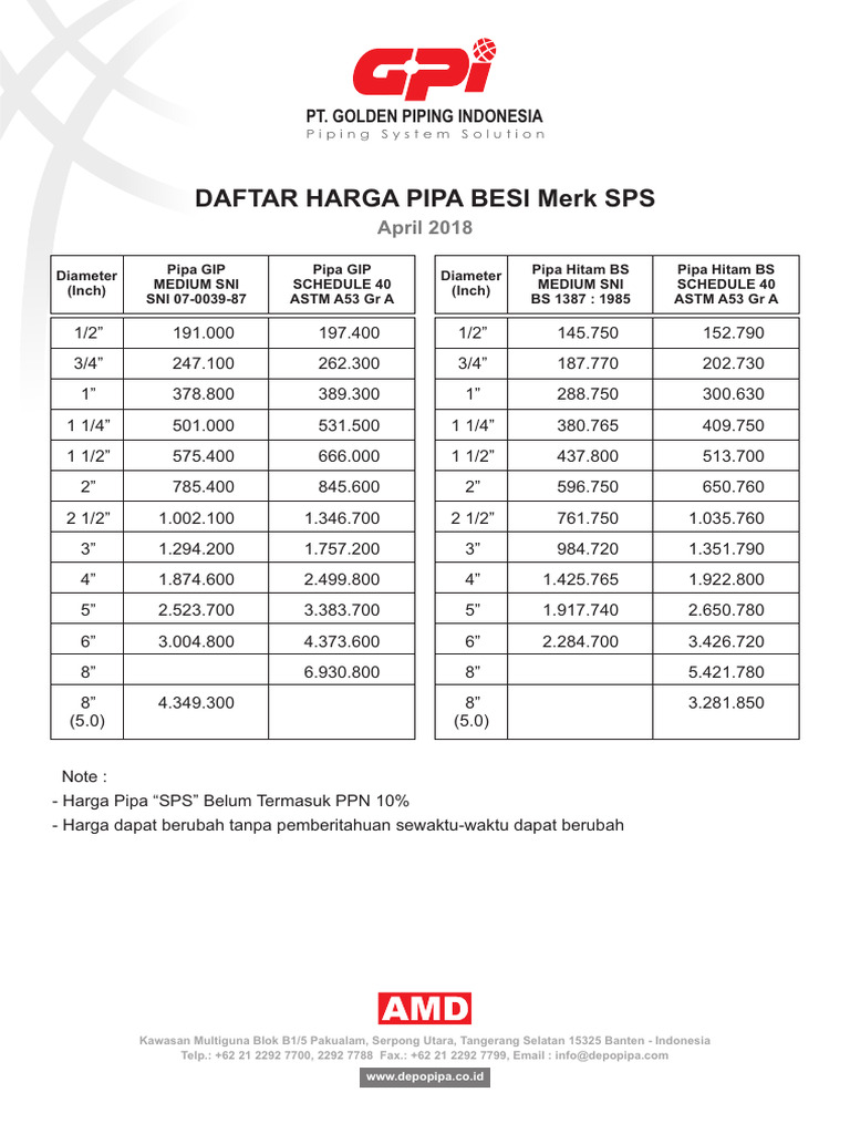 GPI-Price-List-Pipa-Besi-SPS-April-2018 | PDF