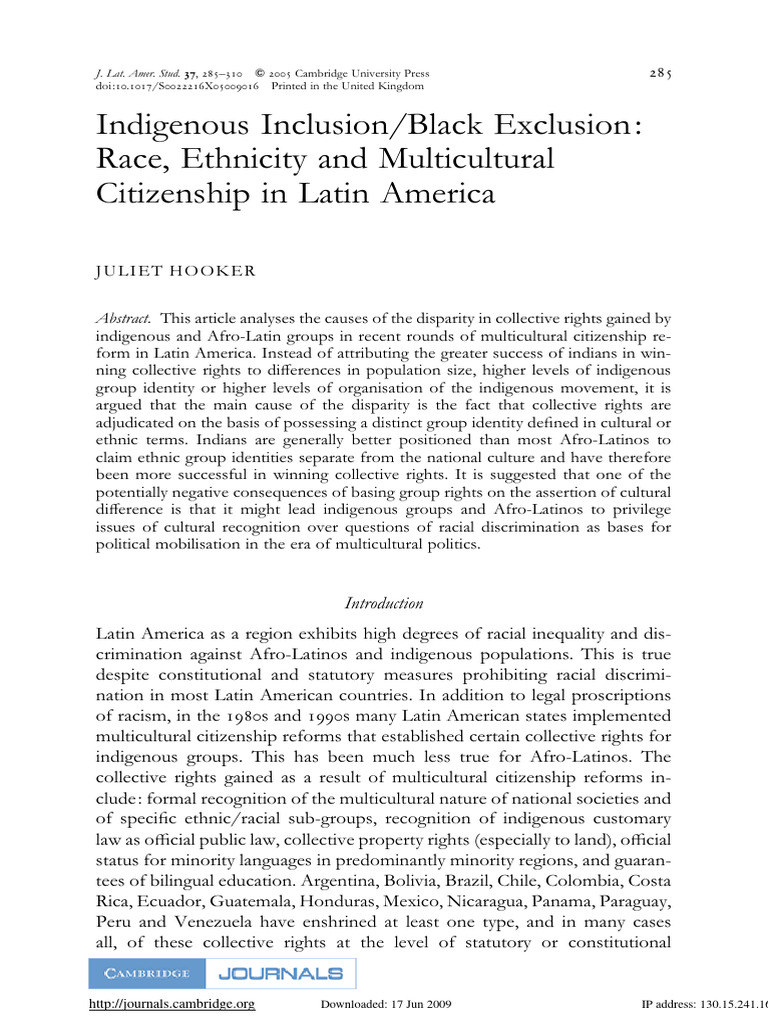 Indigenous - Inclusion - Black - Exclusion in Latin America by Juliet ...