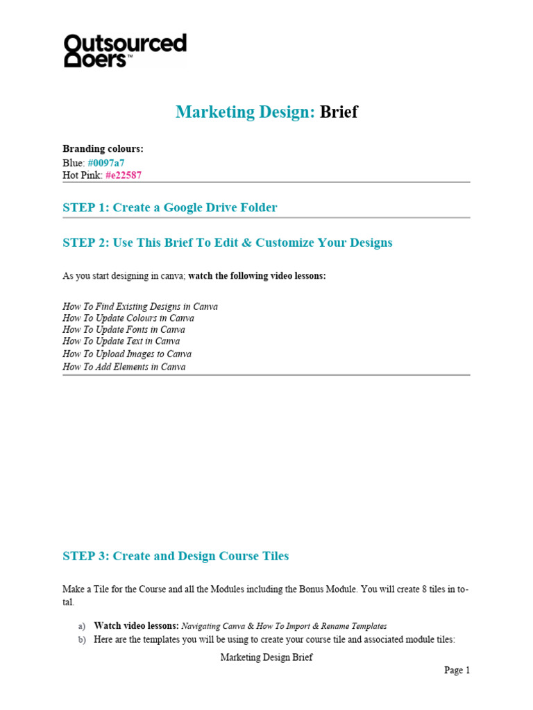 Marketing Design Brief for Canva Projects | PDF | Computing | Software