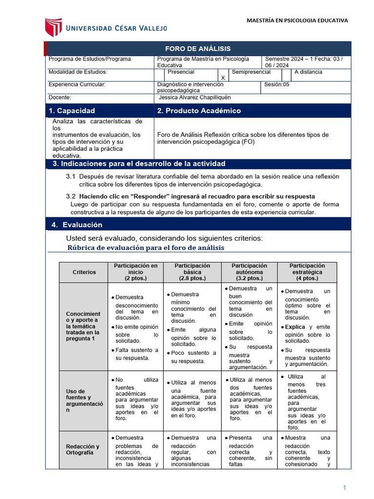 Foro de Analisis - 5 Dip | PDF | Cognición