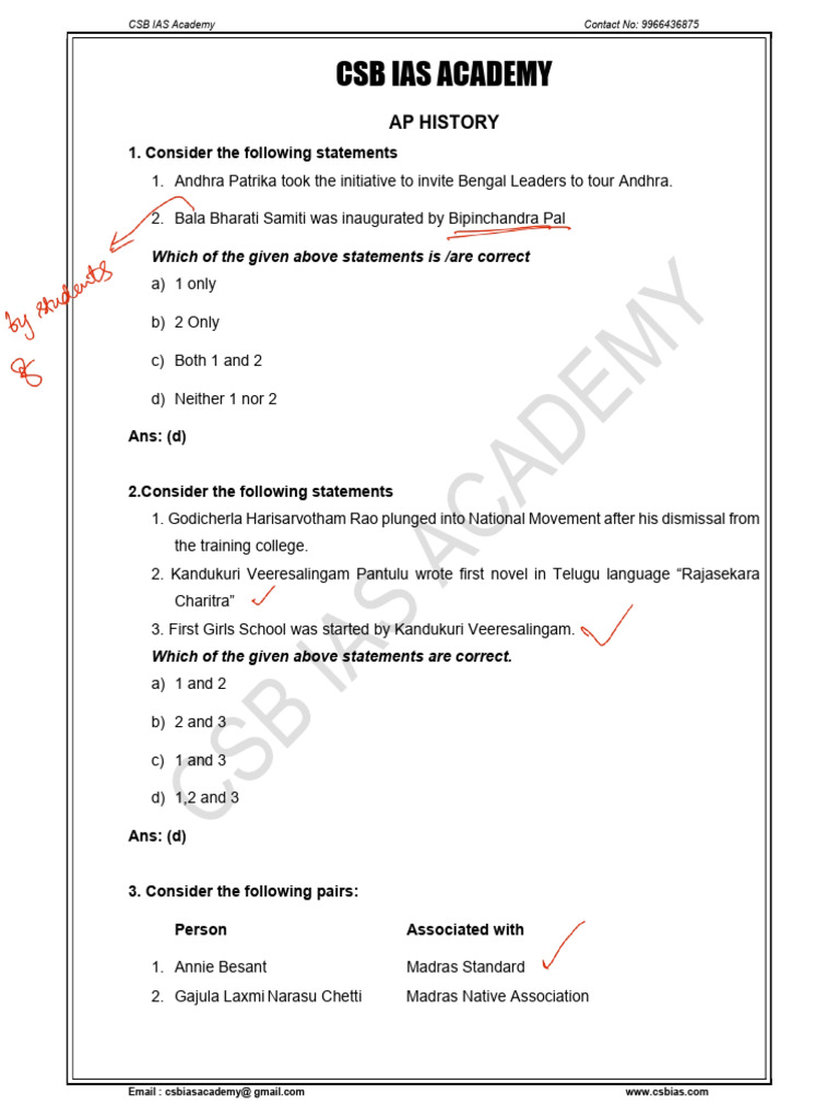 CSB Ias Academy: Ap History | PDF | Sports & Recreation | Religion ...