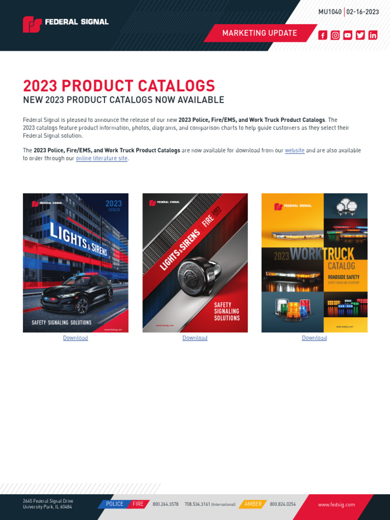 2023 Federal Signal Product Catalogs | PDF