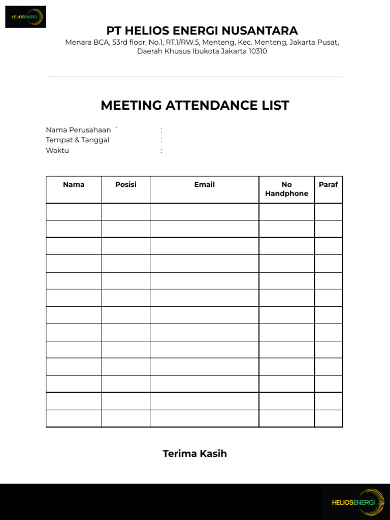Meeting Attendance List | PDF