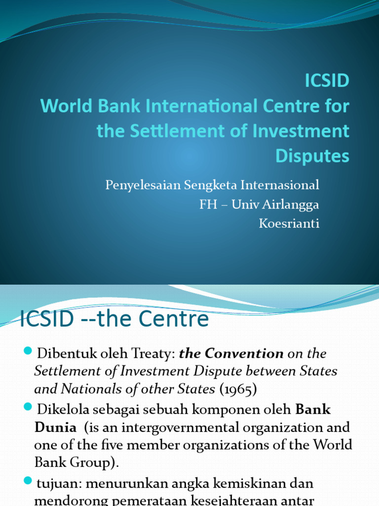 ICSID (Bu Anti) | PDF | Arbitration | Private Law