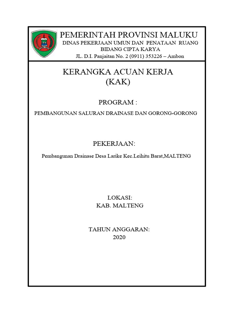 Kak Drainase Negeri Hitu Lama | PDF