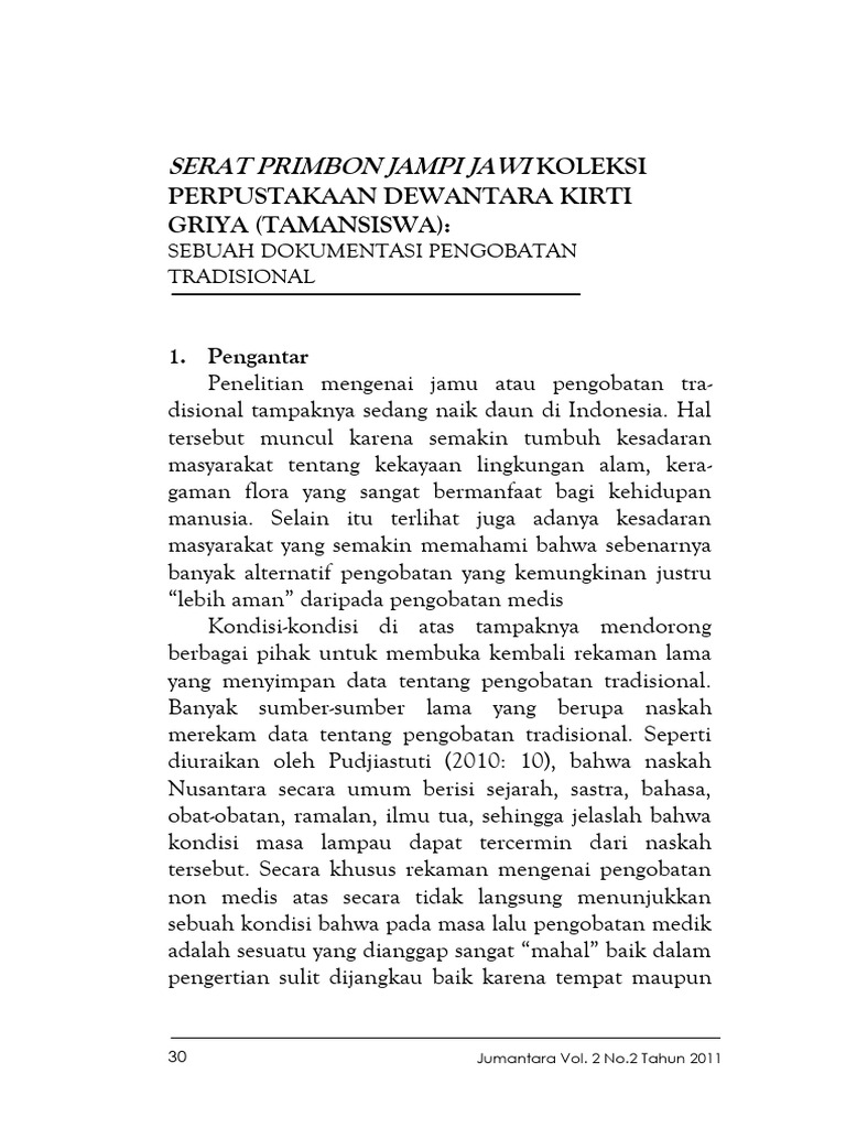 Serat Primbon Jampi Jawi | PDF