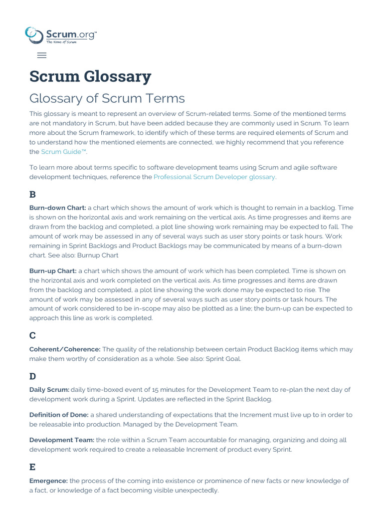 08 Glossary+of+Scrum+Terms | PDF | Scrum (Software Development) | Agile ...