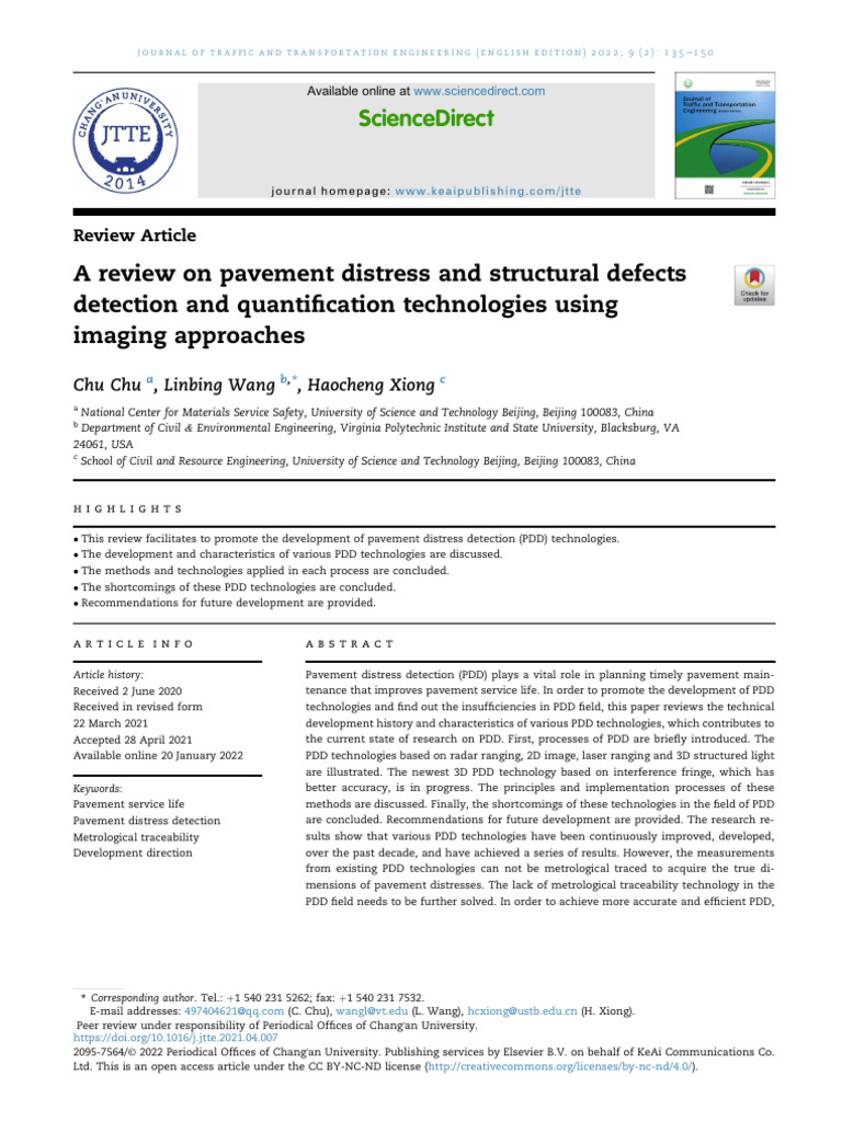 A Review On Pavement Distress and Structural Defects Detection and Quantification Technologies ...