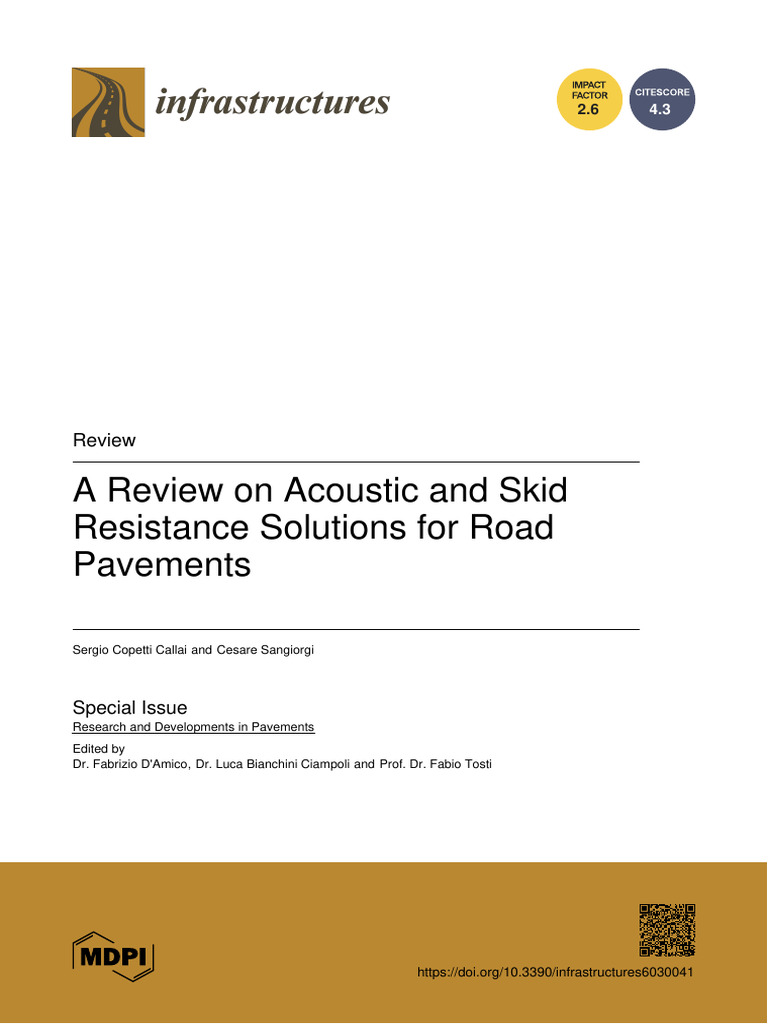 A Review On Acoustic and Skid Resistance Solutions For Road Pavements | PDF | Road Surface ...