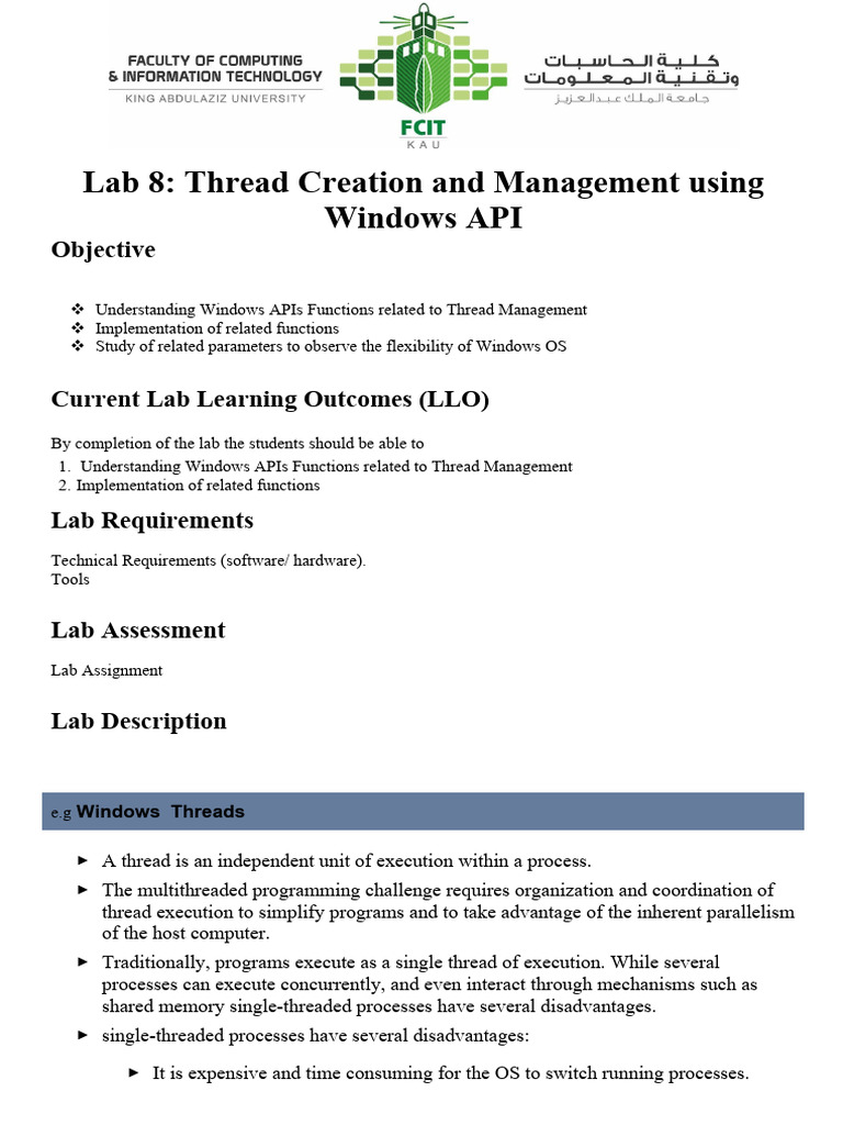 Lab 08 | Download Free PDF | Process (Computing) | Thread (Computing)