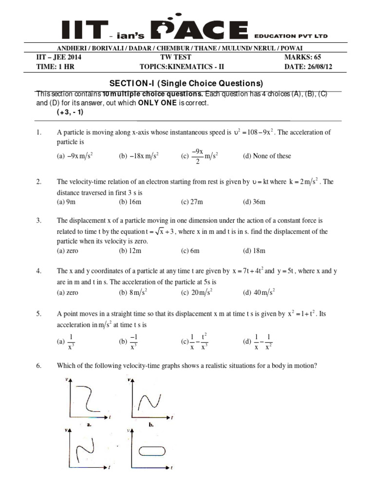 Kinematics - 2 | PDF | Acceleration | Velocity