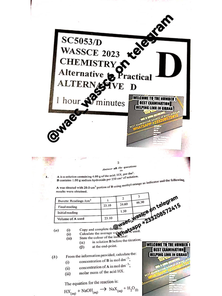 2023 Chemistry Practical With Marking Scheme SL, Lib Join Here For | PDF