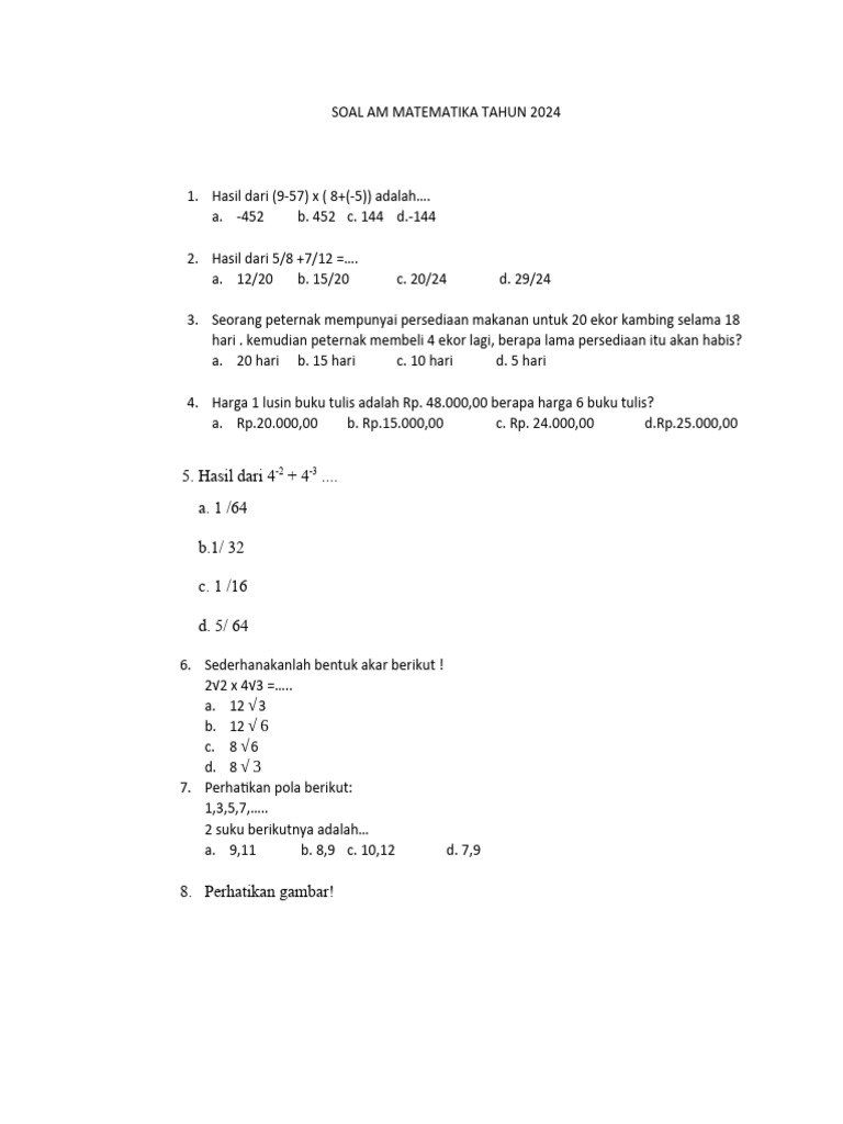 Soal Am Matematika 2024 | PDF