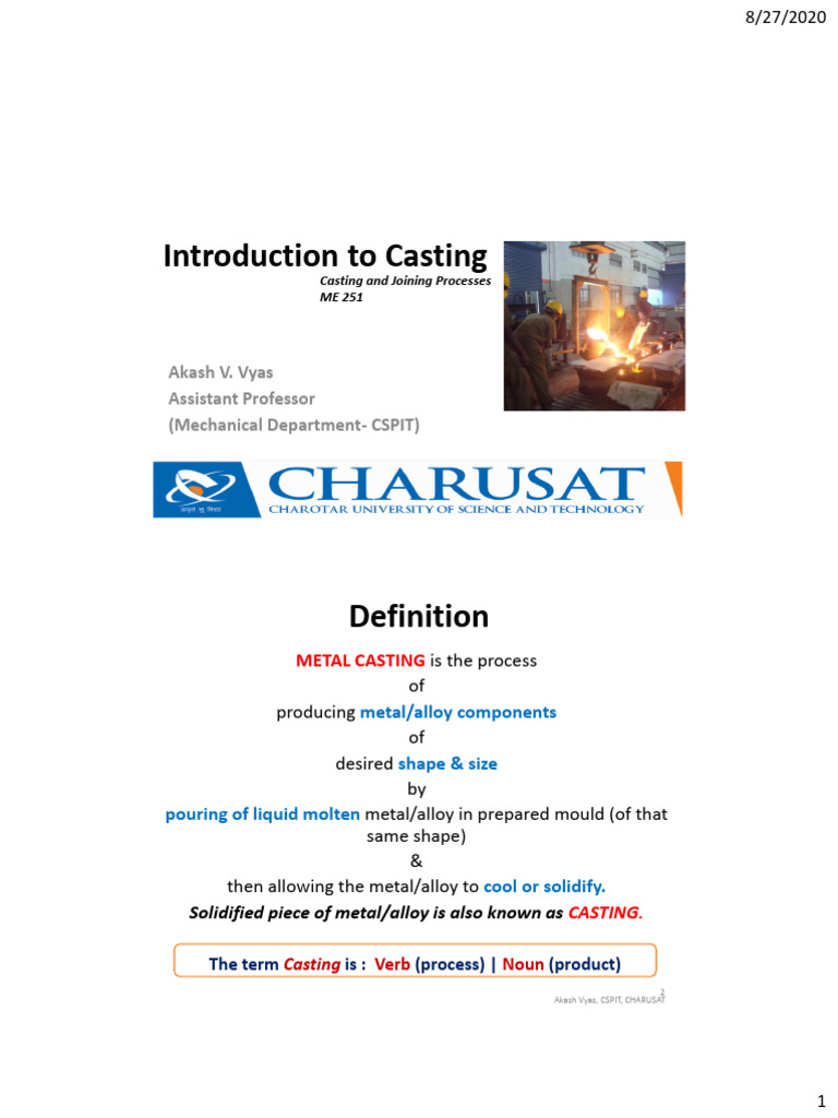 1. Casting Intro | Download Free PDF | Foundry | Casting