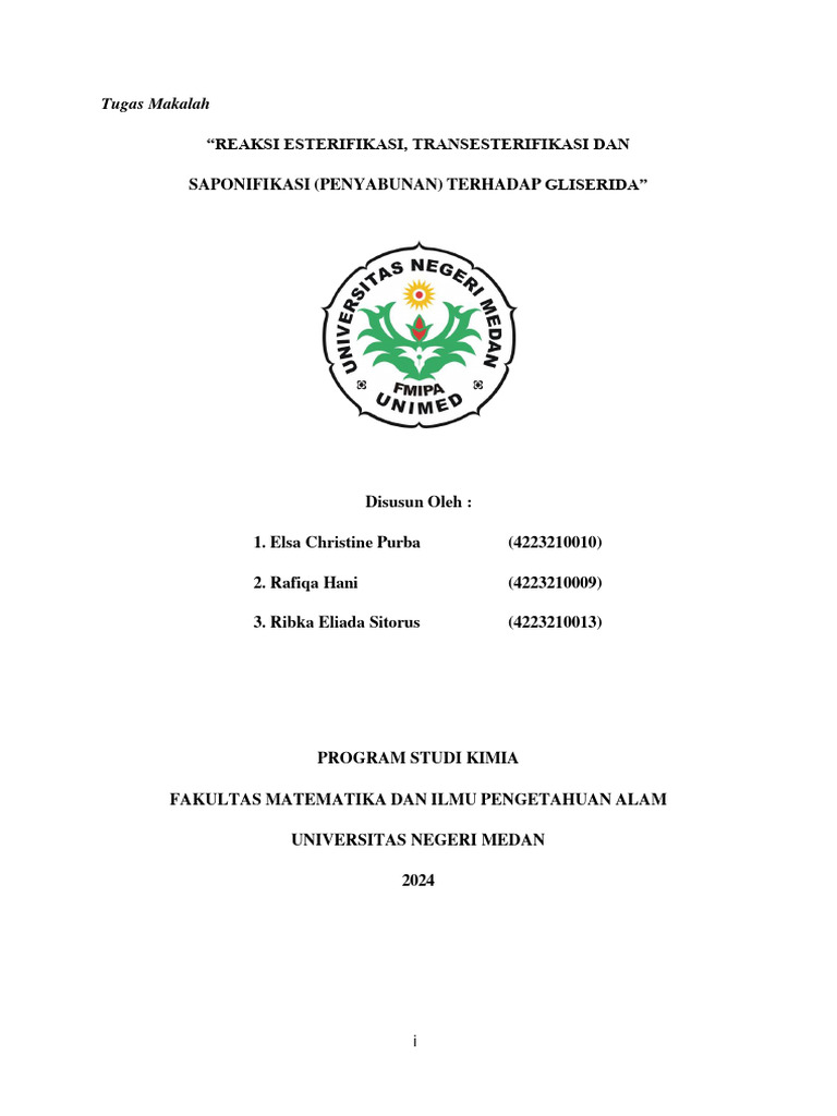 Reaksi Esterifikasi dan Saponifikasi Gliserida | PDF | Sains & Matematika