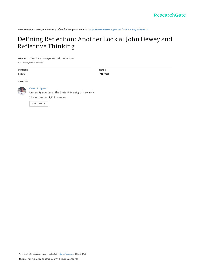 Defining - Reflection - Another - Look - at - John - Dewey - and ...