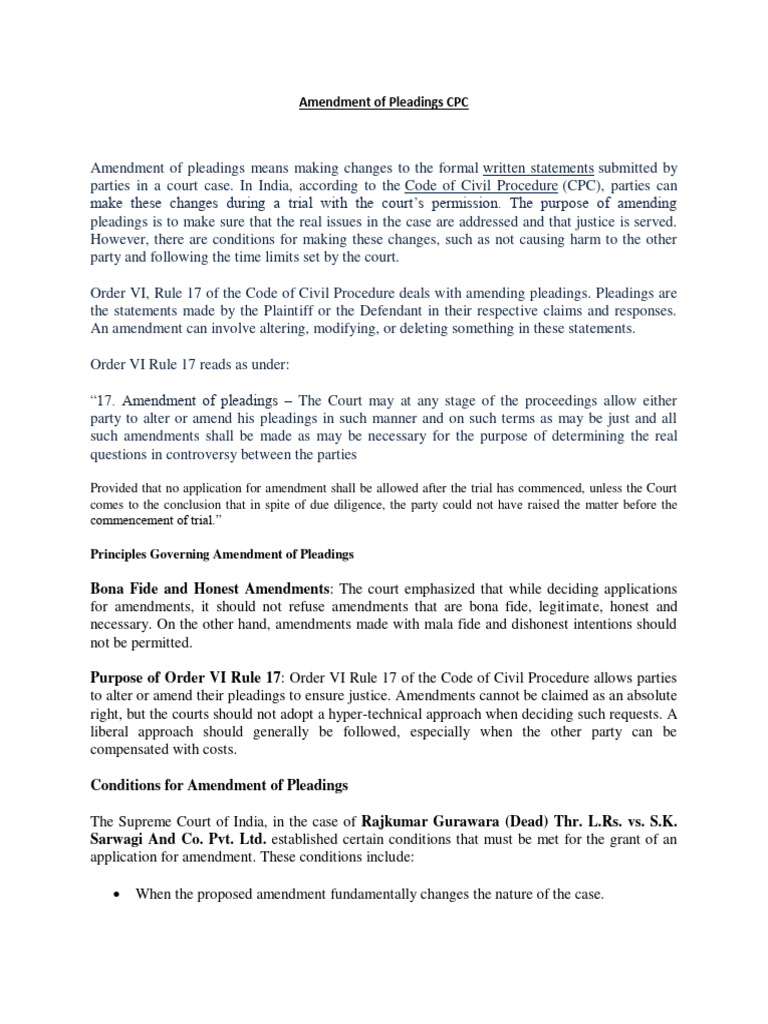 Amendment of Pleading | PDF | Pleading | Legal Procedure