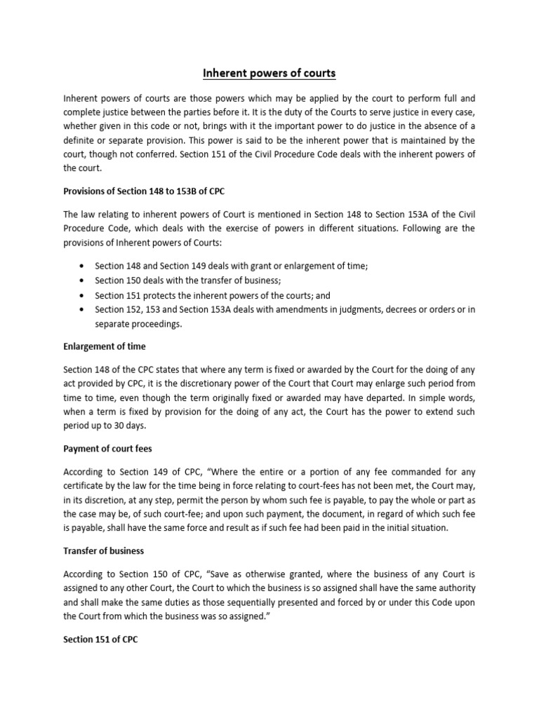 Inherent Powers of The Court | PDF | Judgment (Law) | Separation Of Powers