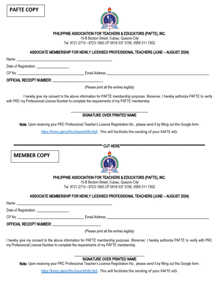 Pafte Registration and Authorization Form For New LPT June August 2024 Oathtakers 1 (1) .Docx ...