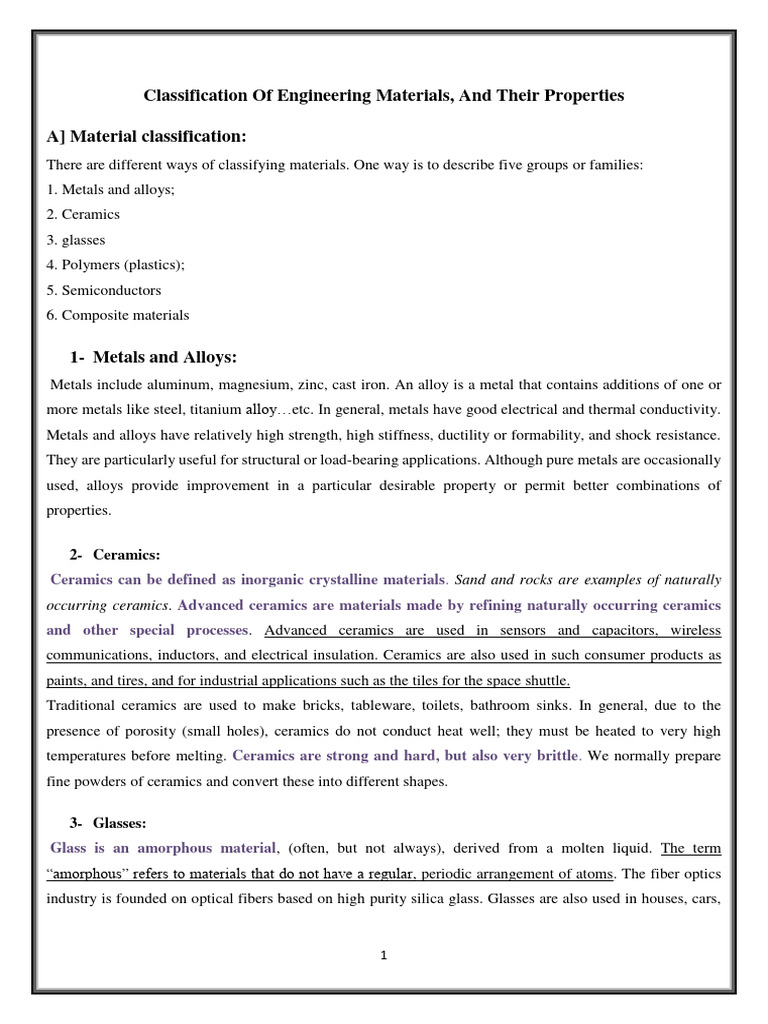 Engineering Materials Guide | PDF | Ceramics | Polymers
