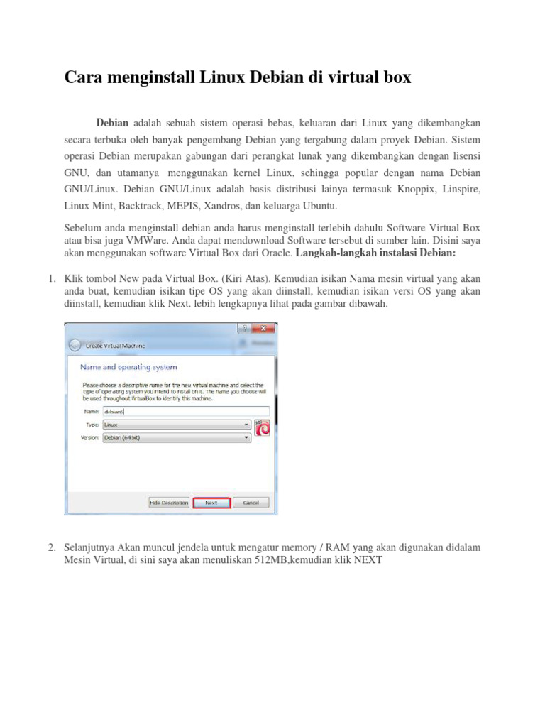 Cara Menginstall Linux Debian Di Virtual Box | PDF | Komputer | Teknologi & Rekayasa
