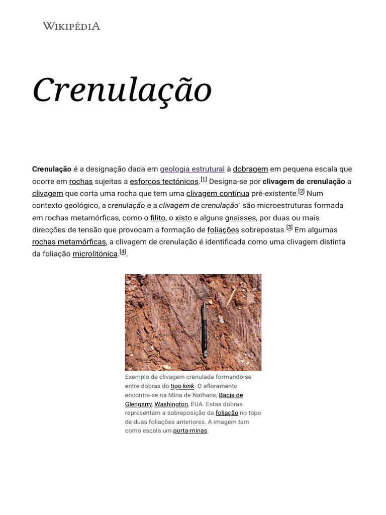 Crenulação - Wikipédia, A Enciclopédia Livre | PDF | Geologia ...