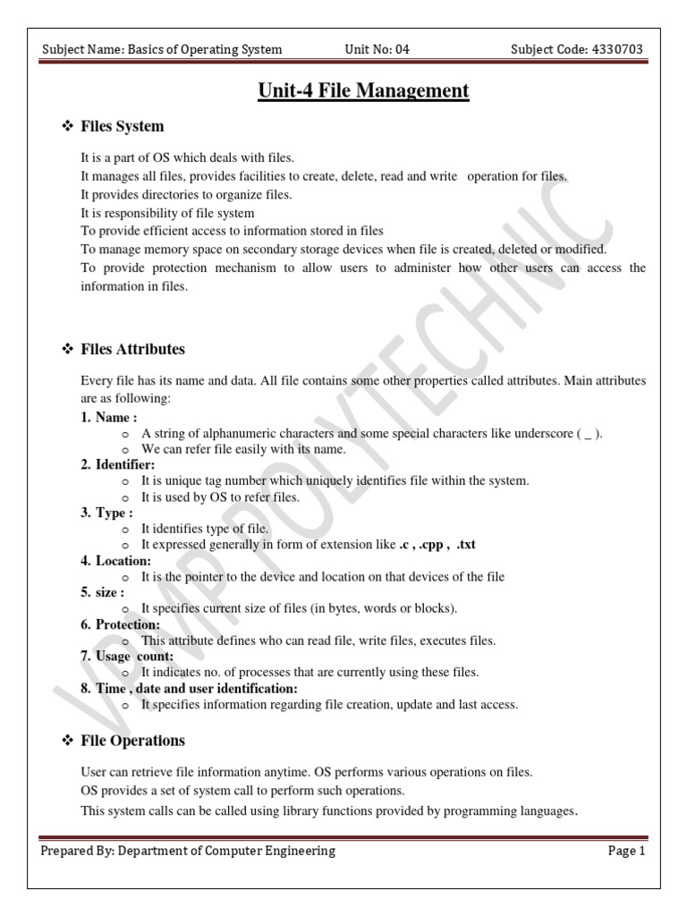 Bos Unit 4 | PDF | Computer File | Hard Disk Drive