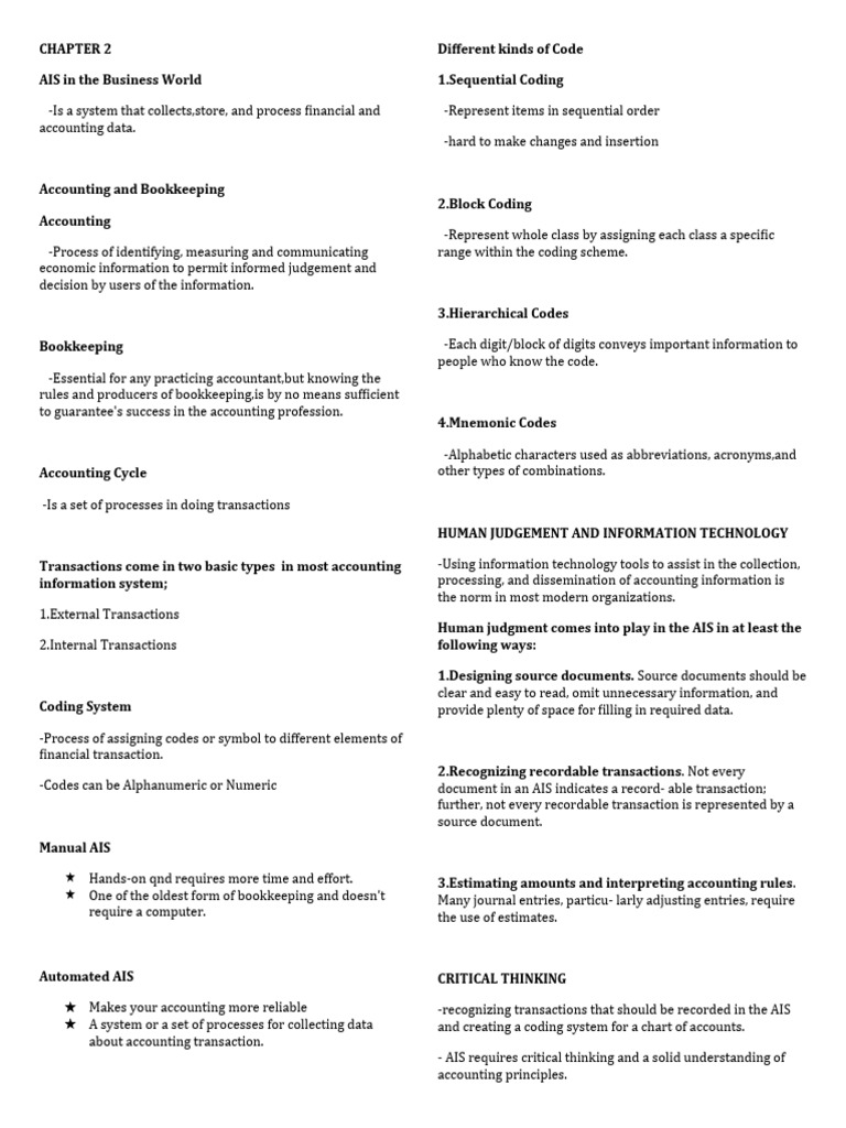 Chapter 2 Transaction Processing In The Ais Summary Wps Office Pdf Accounting Bookkeeping